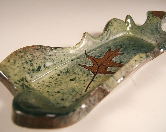 Butter Dish or Spoon Rest in Red Stoneware W Leaf Impressions - Etsy