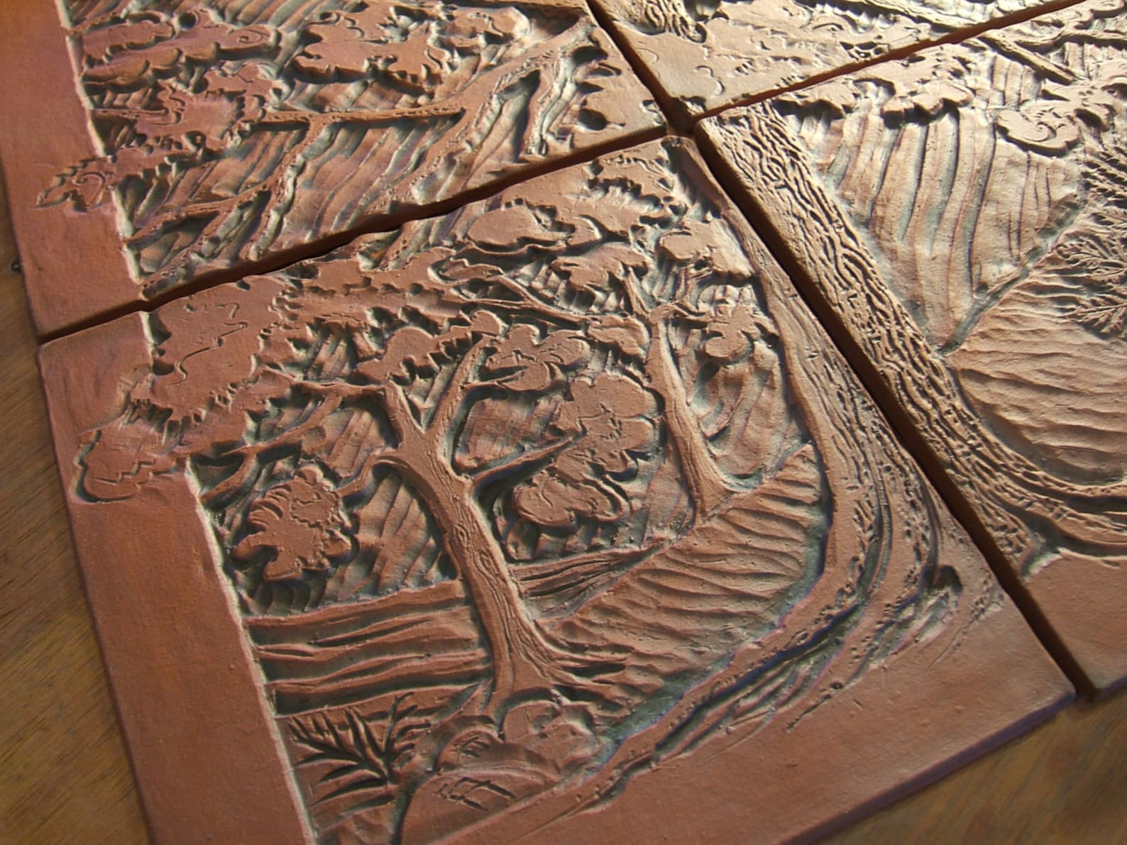 Craftsman Style Carved Tile Woodland Scene for Backsplash Table Top ...