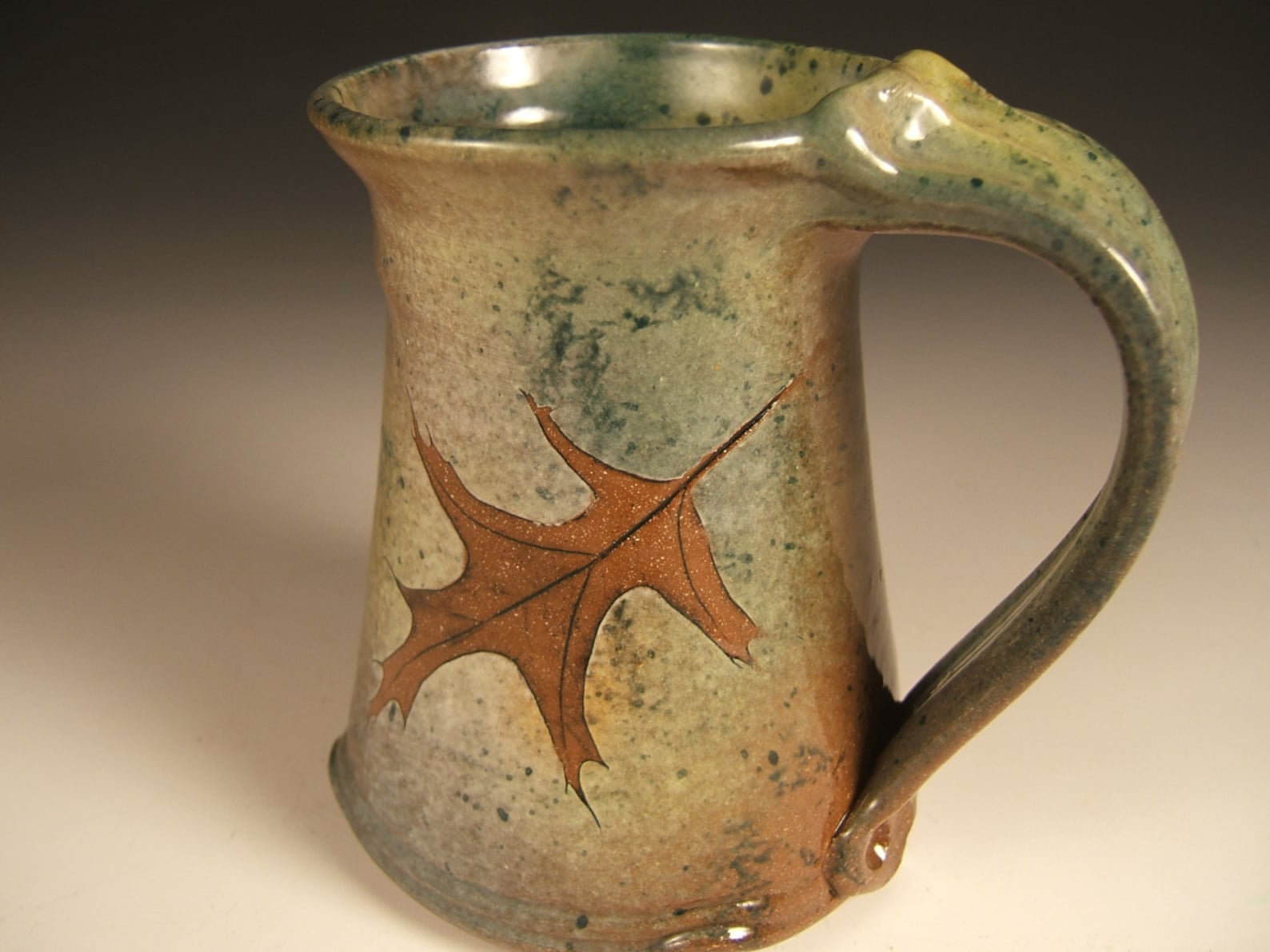 Coffee Mug Handmade Pottery Leaf Hand 10-12 Oz - Etsy