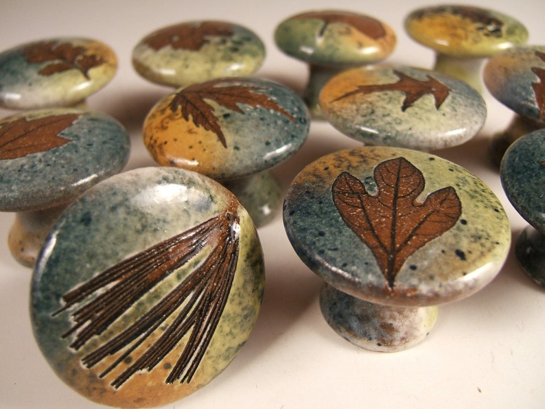 20-40 Leaf Cabinet Knobs Handmade Ceramic - Etsy