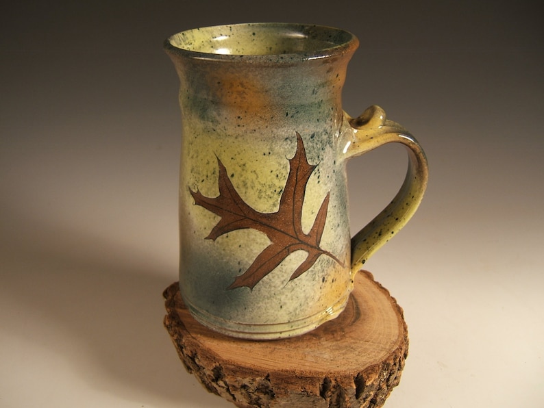 Large Coffee Mug Tanker 26 32 Ounce in Green Leaf Pattern - Etsy