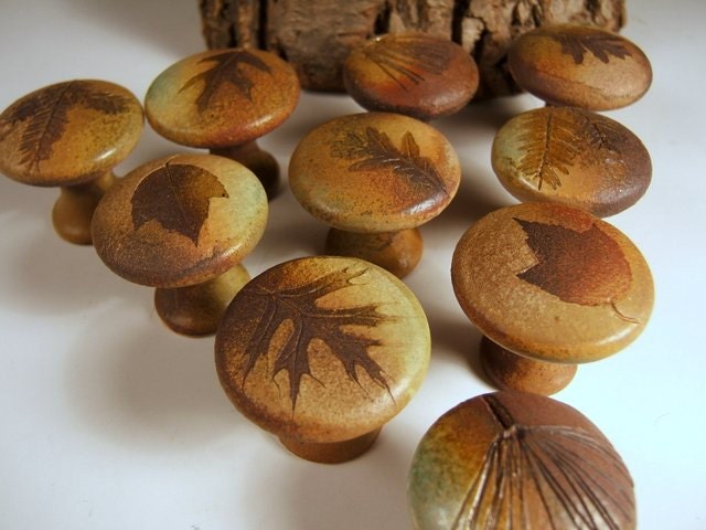 10 Cabinet Knobs Drawer Pulls Fall Leaves Earth Tones Woodland - Etsy