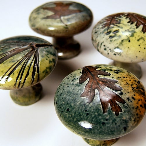 6 Leaf Ceramic Cabinet Knobs Handmade - Etsy