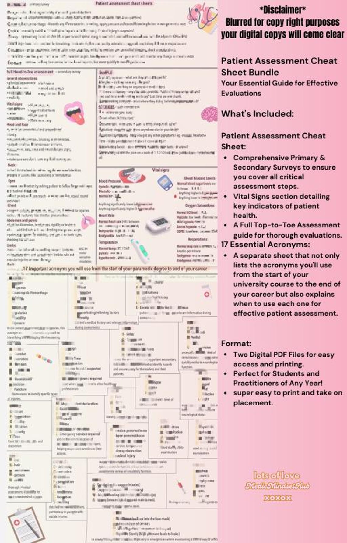 Patient Assessment Cheat Sheet Bundle for Student Paramedics - Etsy