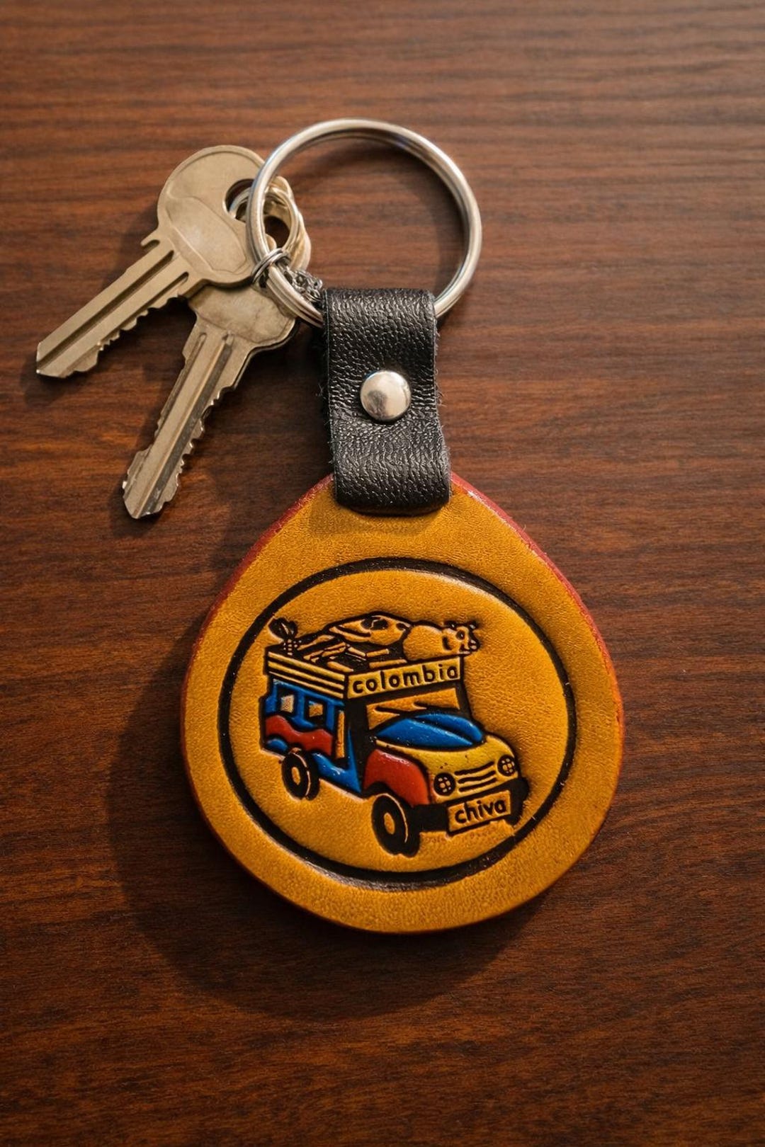 Chiva Bus Leather Keychain - Etsy