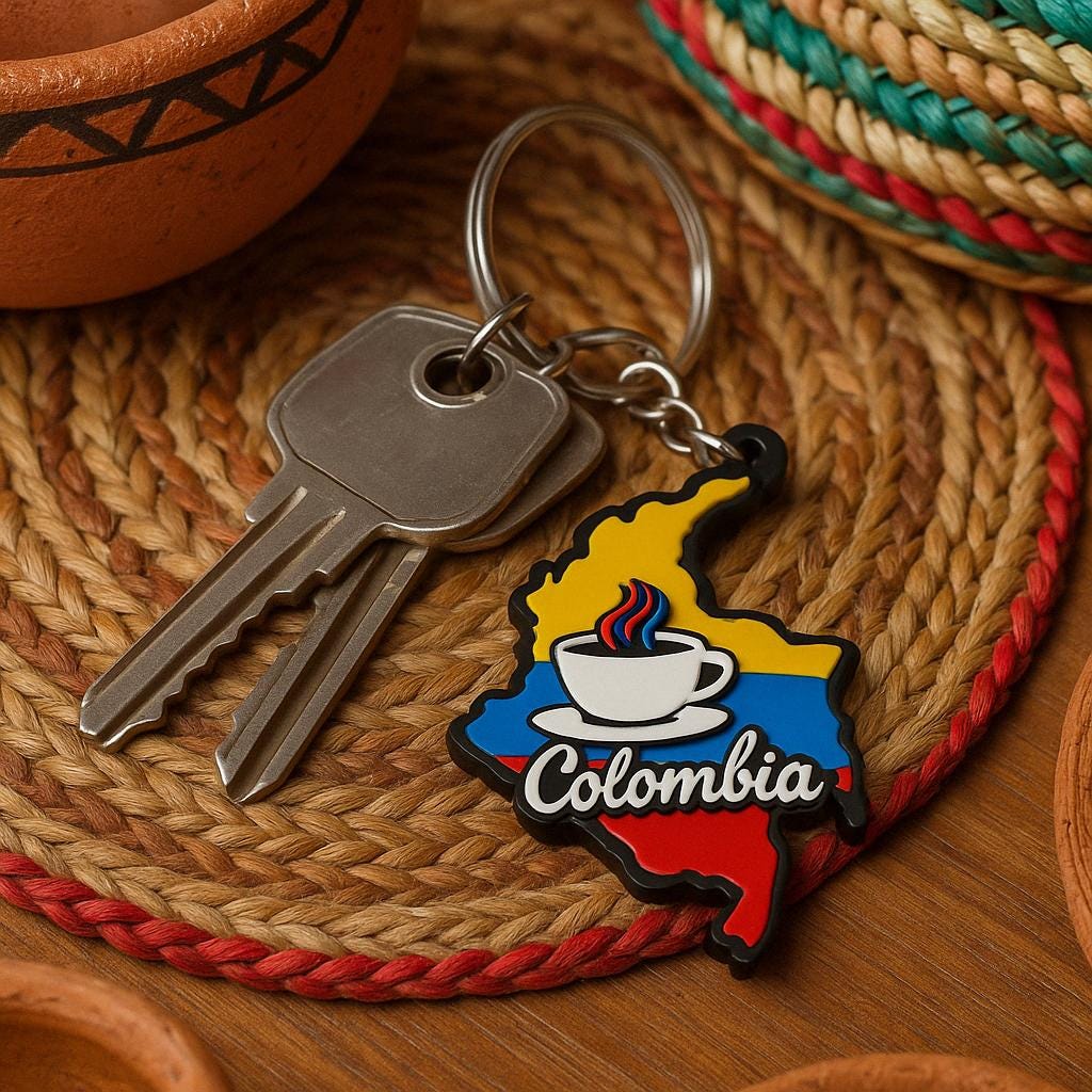 Colombia Map Keychain – Handmade Colombian Souvenir, Colorful Flag ...