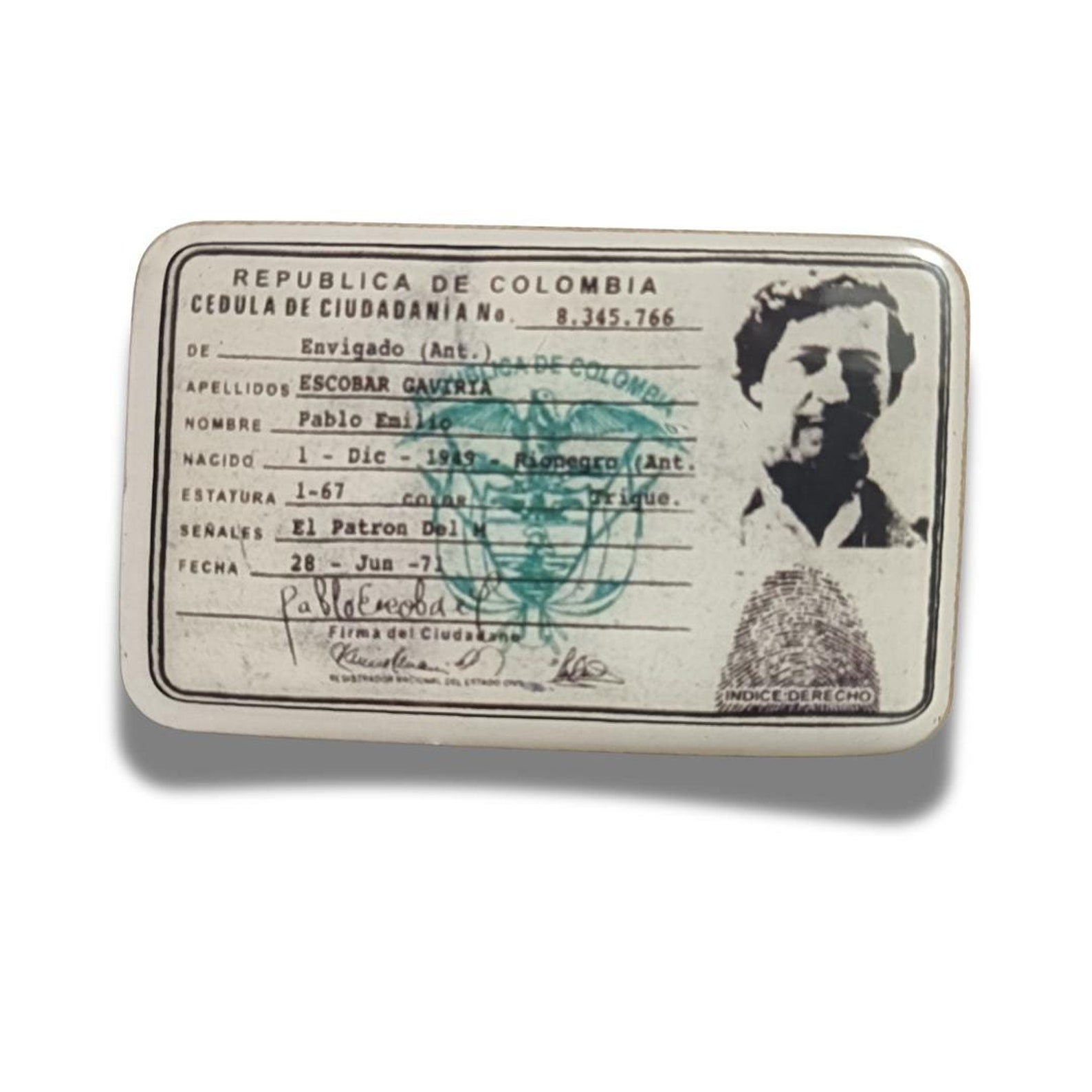 Pablo Escobar ID Card Magnet: Colombian History Decor - Etsy