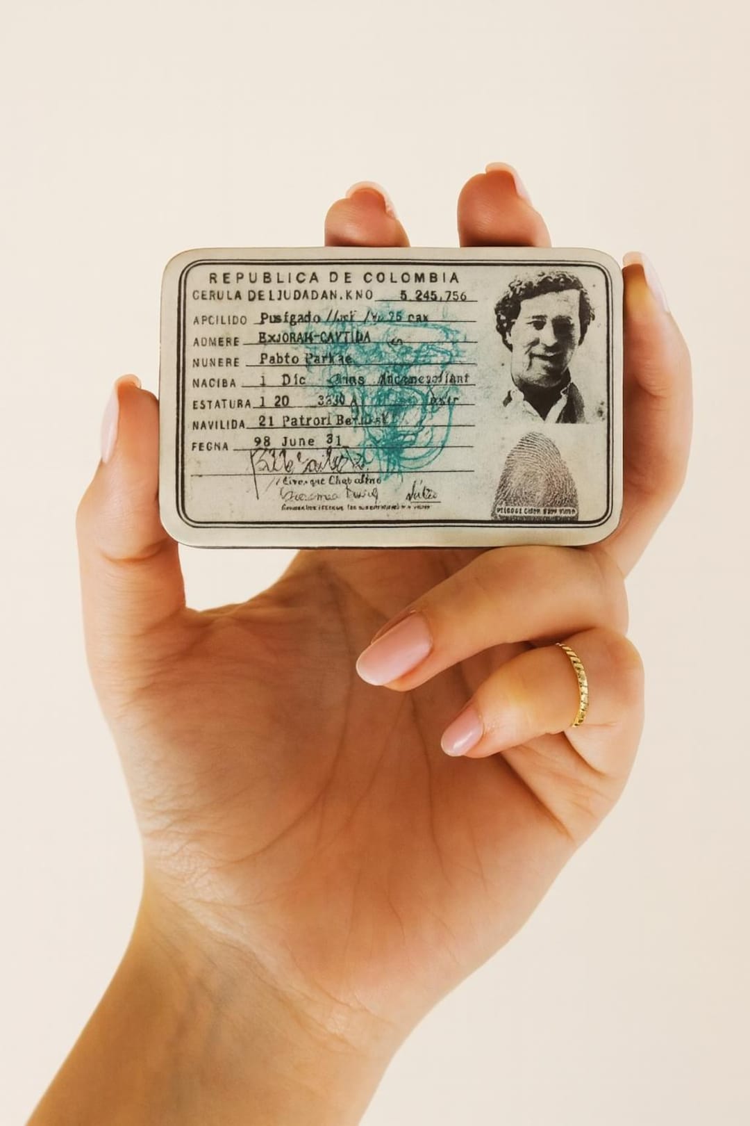 Colombian ID Pablo Escobar • Vintage Document Fridge Decor • Retro ...
