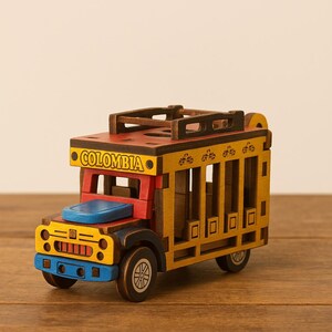 Miniature Colombian Chiva Bus in Wood - Handmade Artisan Decor ...
