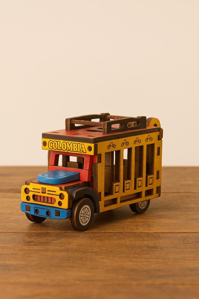 Miniature Colombian Chiva Bus in Wood - Handmade Artisan Decor ...