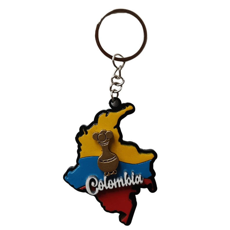 Colombia Map Keychain – Handmade Colombian Souvenir, Colorful Flag ...