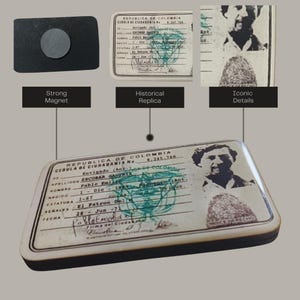 Pablo Escobar ID Card Magnet: Colombian History Decor - Etsy