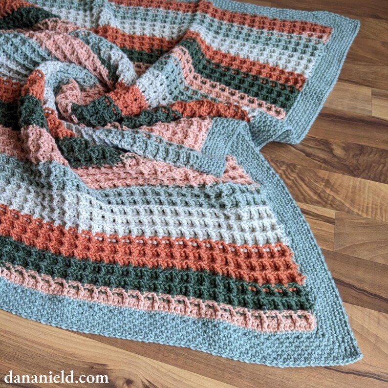 Waffle Stitch Crochet Baby Blanket Pattern With a Moss Stitch Border ...