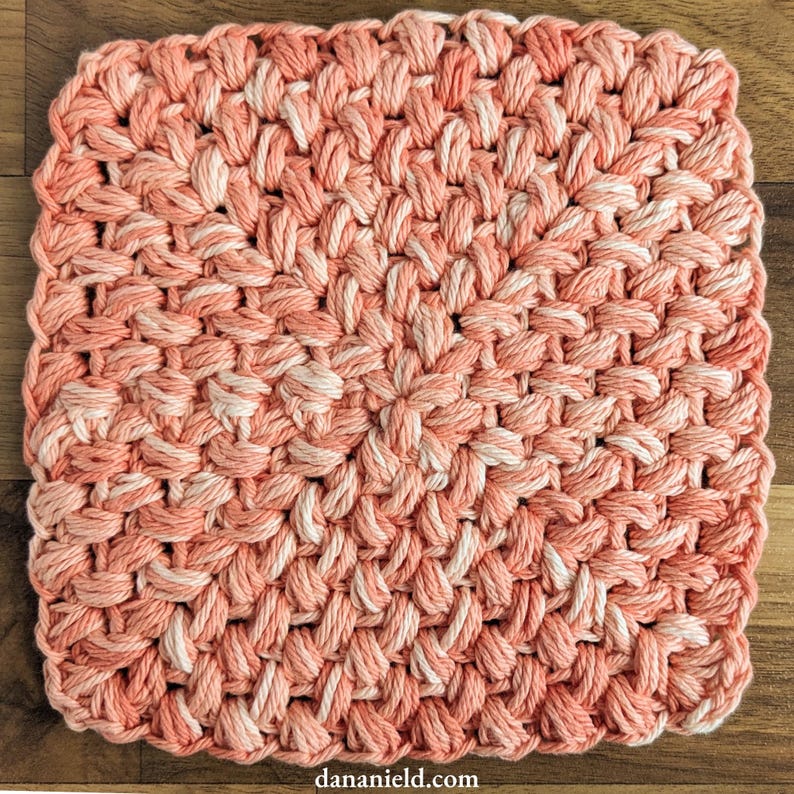 Center Out Bean Stitch Crochet Dishcloth Pattern | DIGITAL PDF DOWNLOAD ...