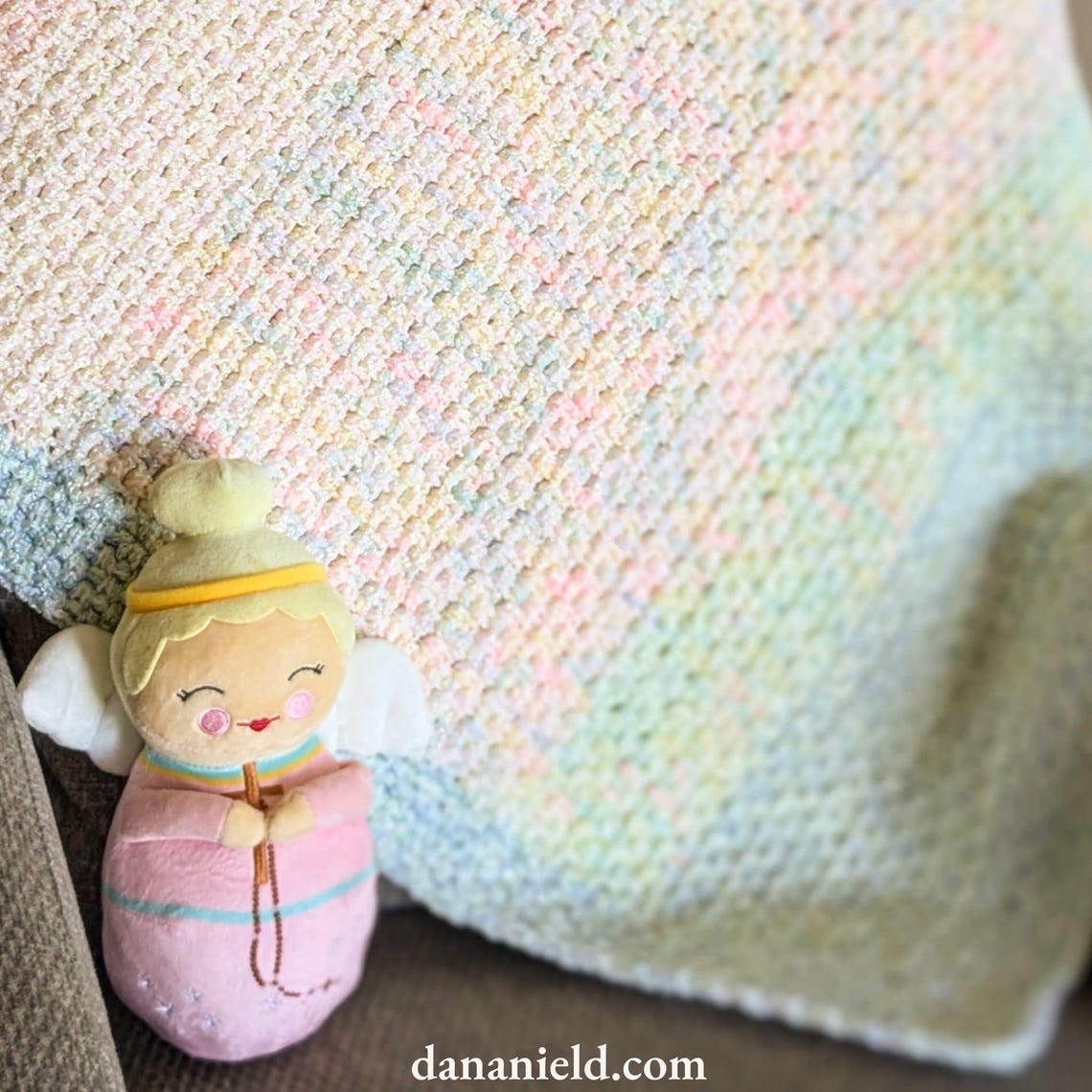 Moss Stitch Crochet Baby Blanket Pattern Using 3 Strands Held Together ...