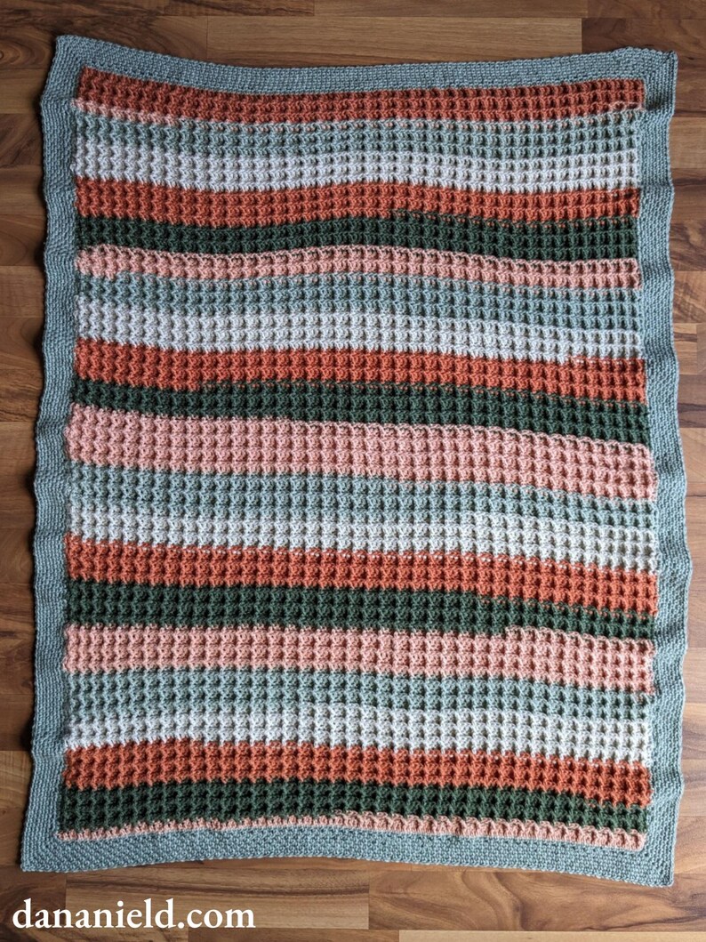 Waffle Stitch Crochet Baby Blanket Pattern With a Moss Stitch Border ...