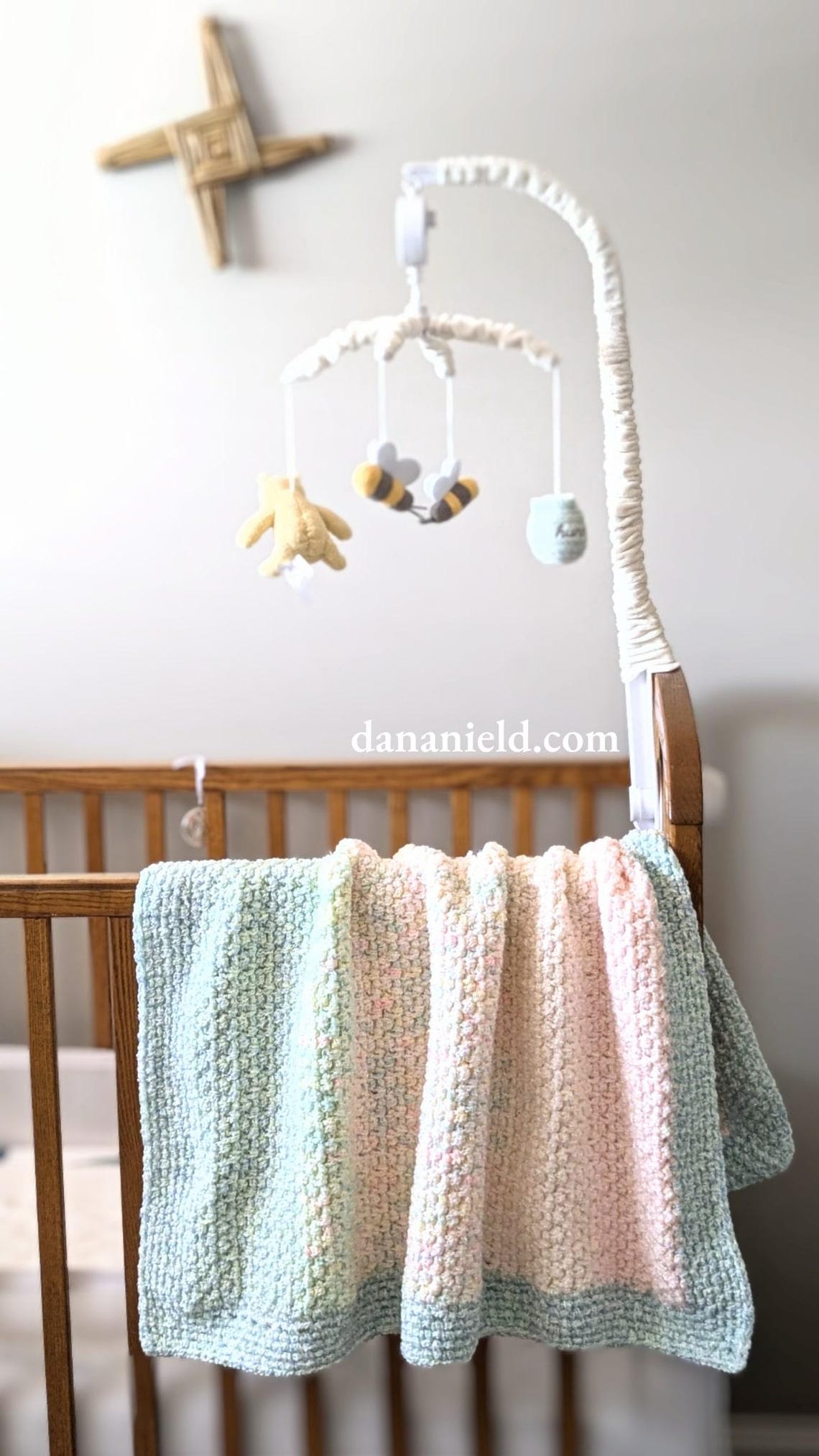 Moss Stitch Crochet Baby Blanket Pattern Using 3 Strands Held Together ...