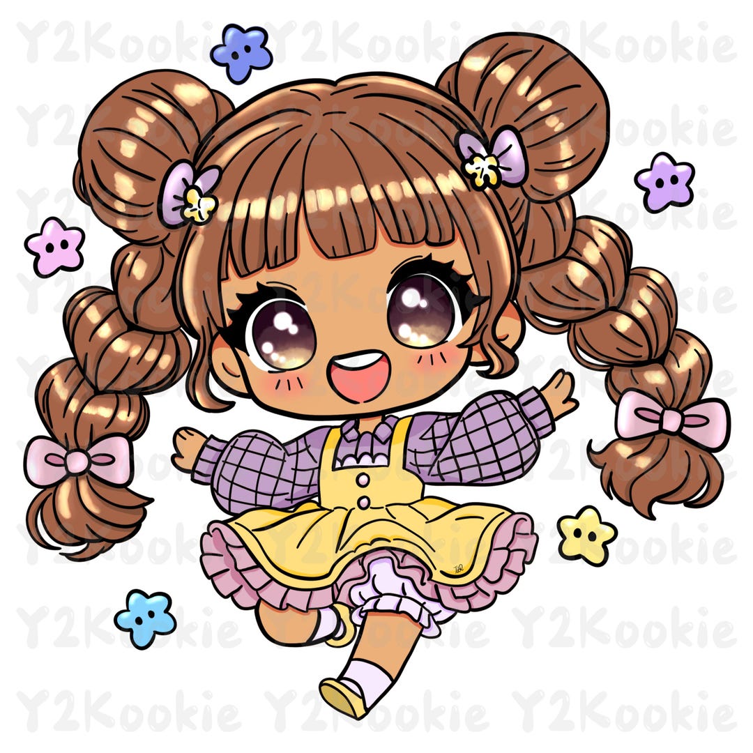 Cute, Kawaii, Anime, Chibi, Style Girl Jumping With Joy PNG, Adorable T ...