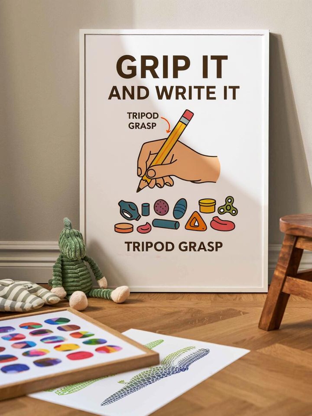 OT Handwriting Aid Tripod Grasp Poster – Fine Motor Skills Therapy Wall ...
