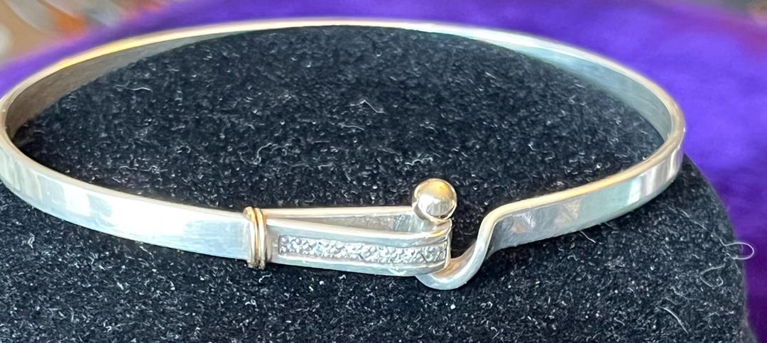 Sterling Silver and 14k Gold Bangle - Etsy