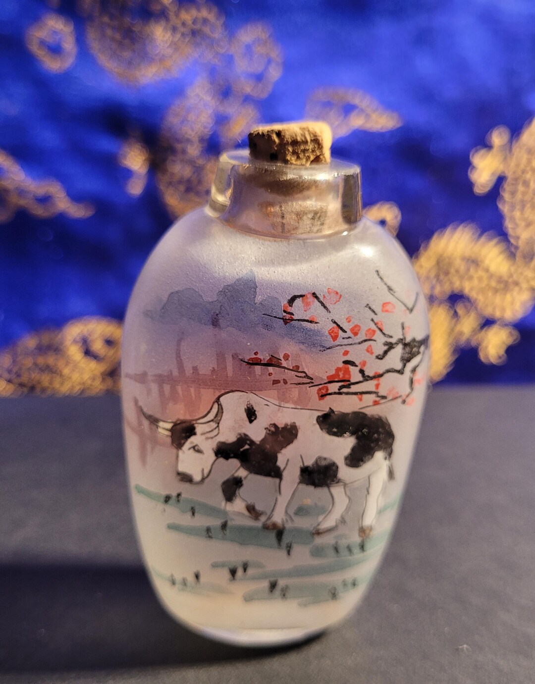 Vintage Asian Glass Snuff Bottle - Etsy
