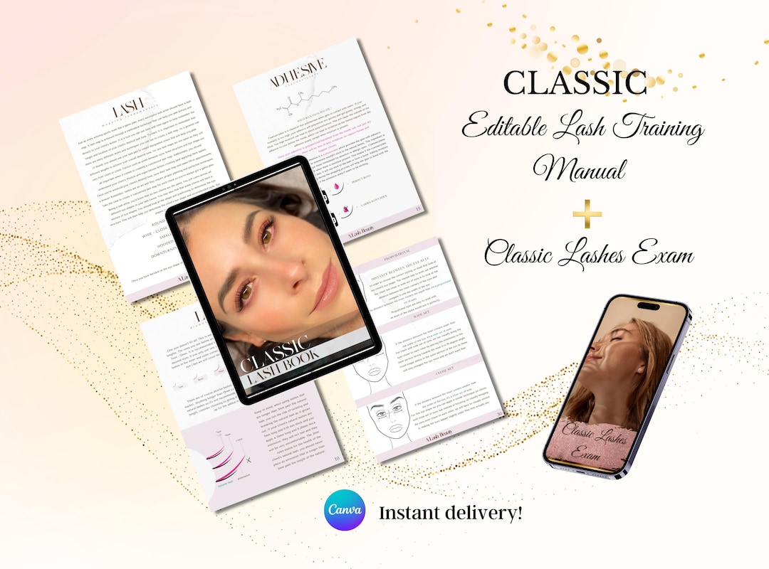 Editable Classic Eyelash Extensions Manual in Canva Bonus Classic Exam ...