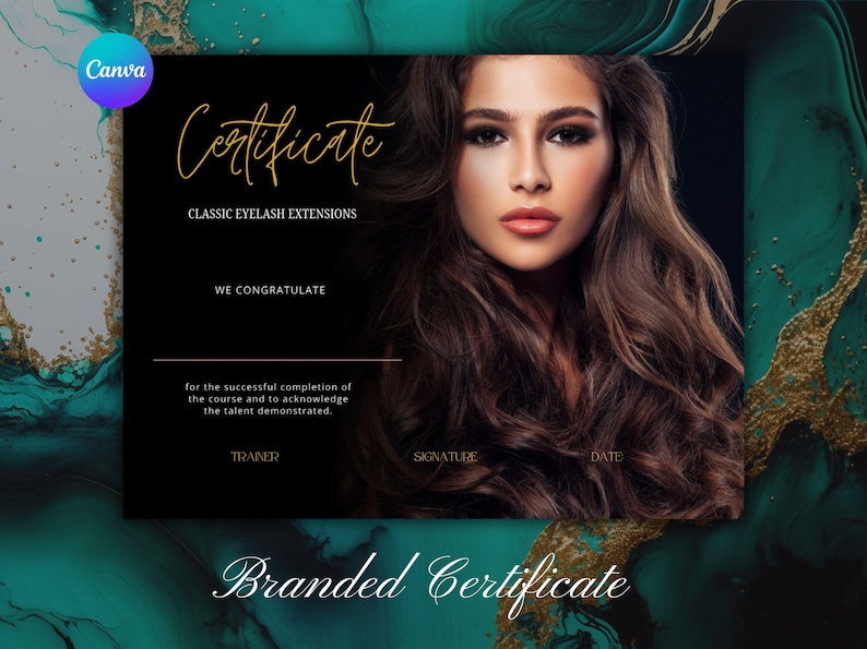 Branded Canva Certificate Lash and Beauty Course, Student Diploma ...
