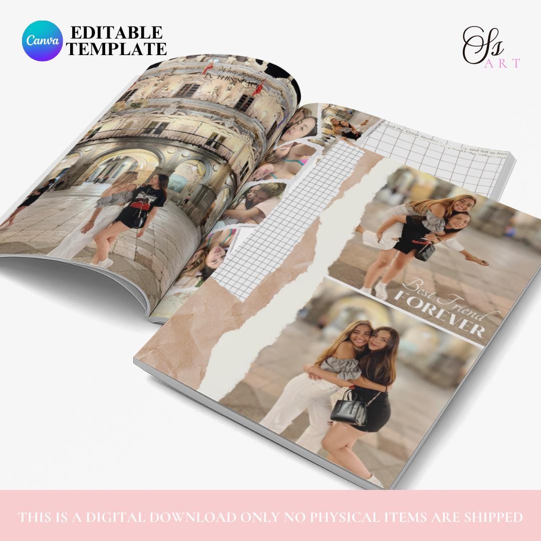Best Friends Photo Album Canva Template, Customizable Scrapbook ...
