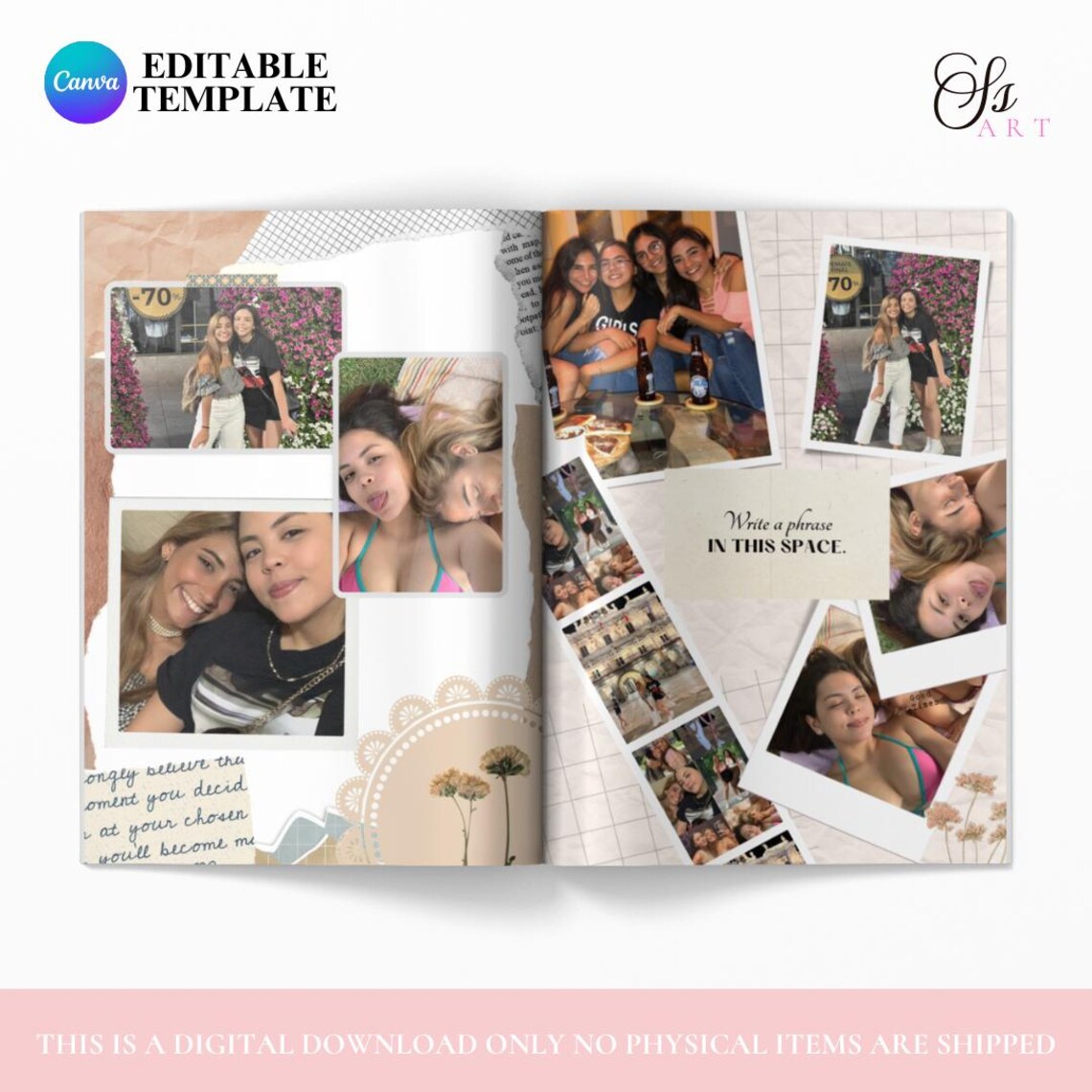 Best Friends Photo Album Canva Template, Customizable Scrapbook ...