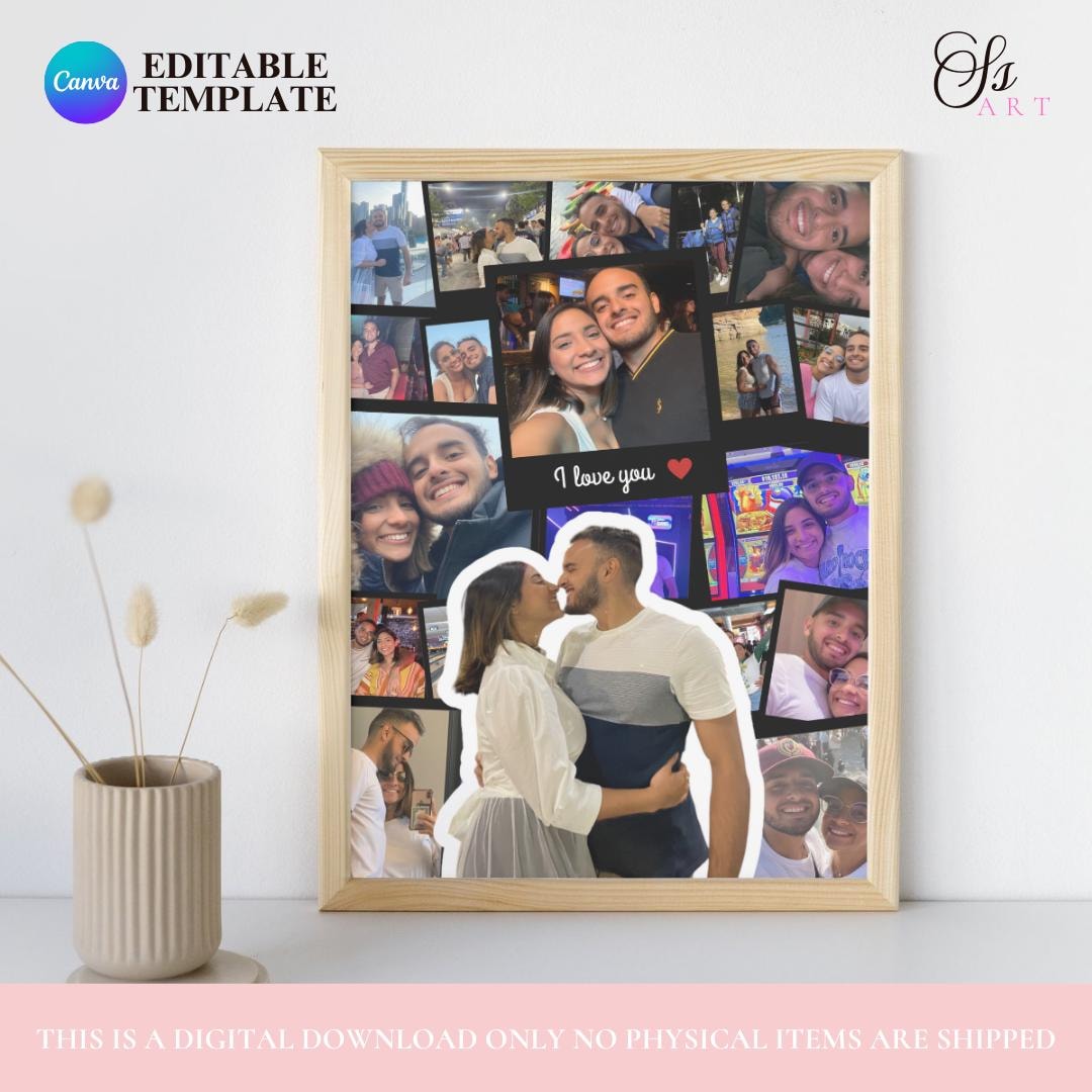 Personalized Couple Photo Collage Template Editable Canva Design ...