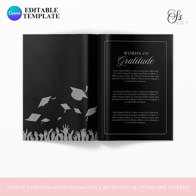 Editable Graduation Photo Album Template Canva Design With Vision Board ...