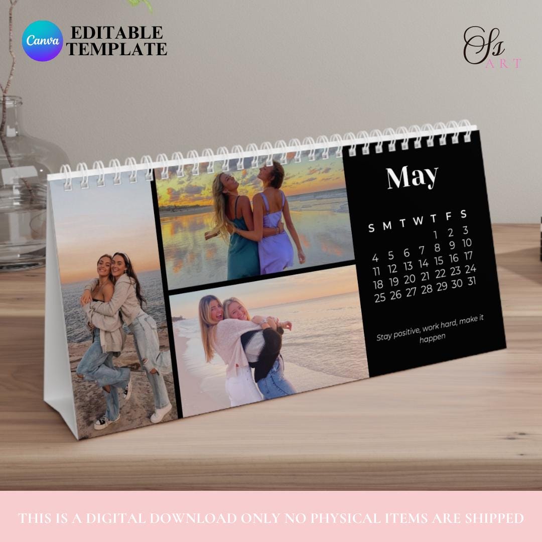2025 Custom Desk Calendar Template Editable Canva Design for Families ...