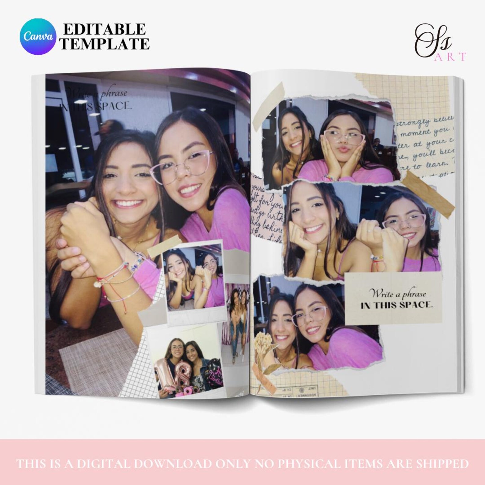 Best Friends Photo Album Canva Template, Customizable Scrapbook ...
