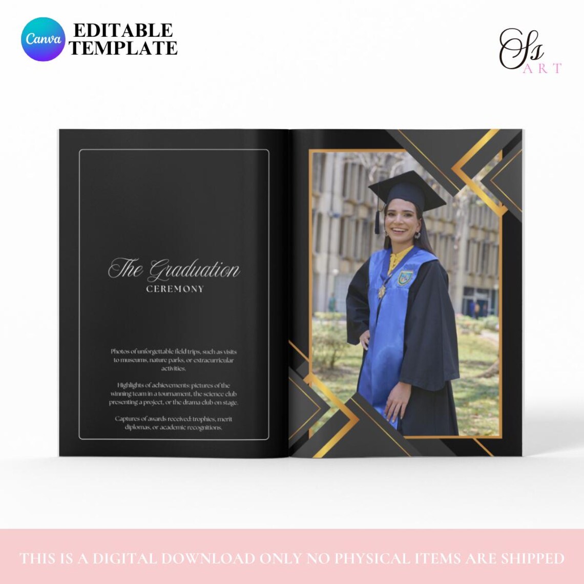 Editable Graduation Photo Album Template Canva Design With Vision Board ...