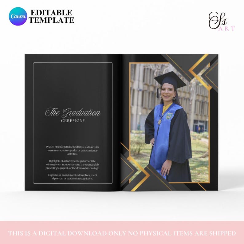 Editable Graduation Photo Album Template Canva Design With Vision Board ...