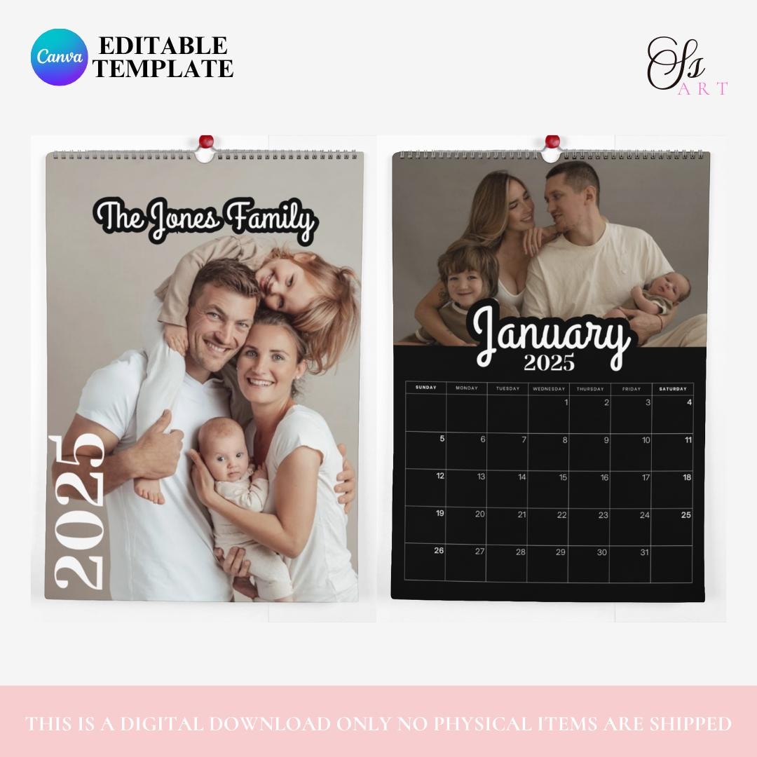 2025 Custom Photo Calendar: Editable Canva Template (digital Download ...