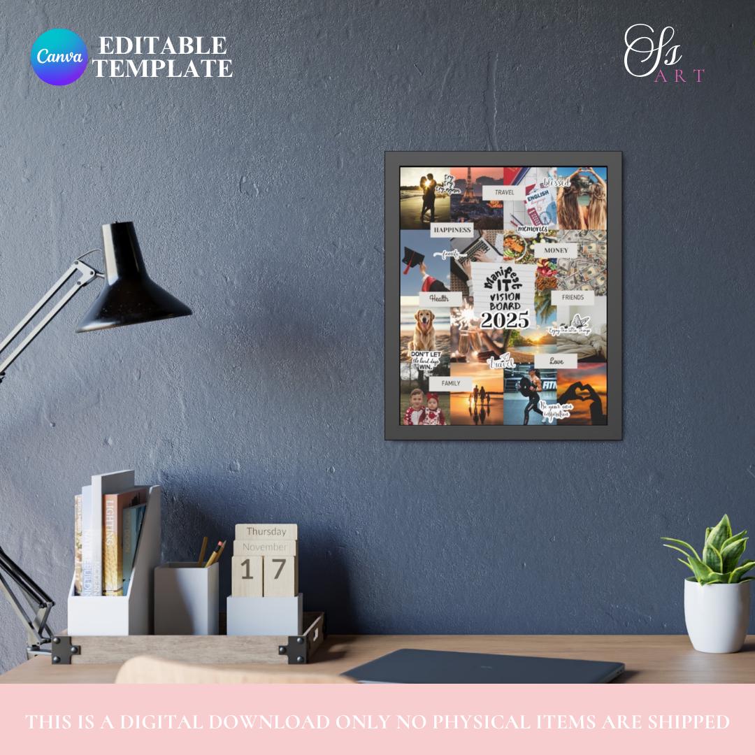 Editable Vision Board Template 2025: Printable Canva Design (digital ...