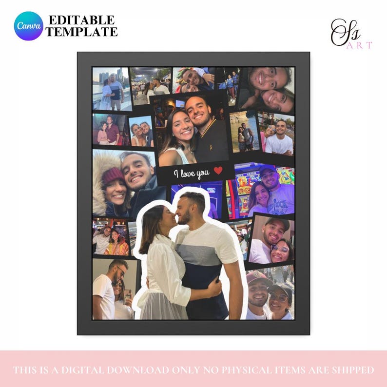 Personalized Couple Photo Collage Template Editable Canva Design ...