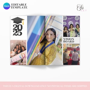 Editable Graduation Photo Album Template Canva Design With Vision Board ...