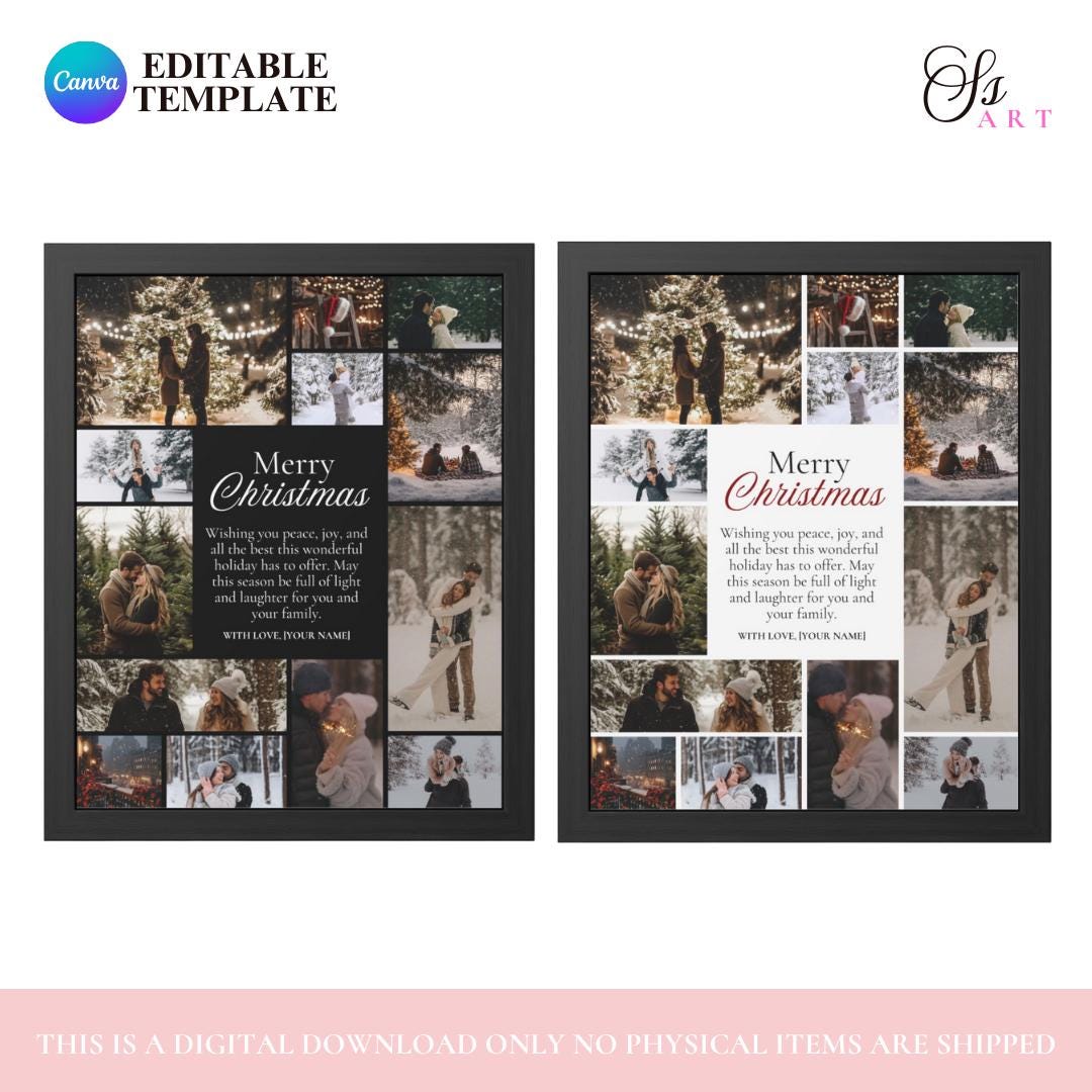 Customizable Christmas Photo Collage Template: Canva Editable (digital ...