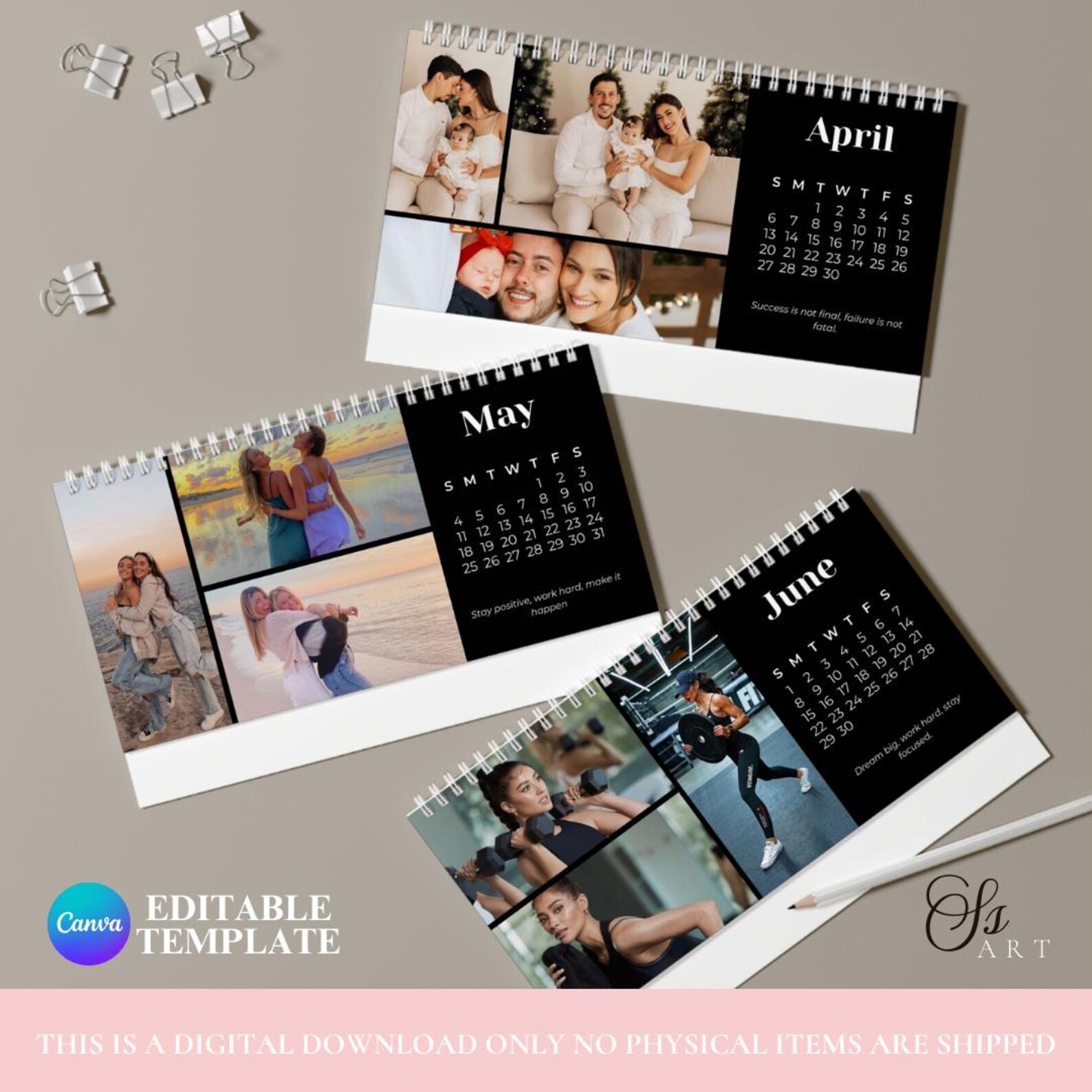 2025 Custom Desk Calendar Template Editable Canva Design for Families ...