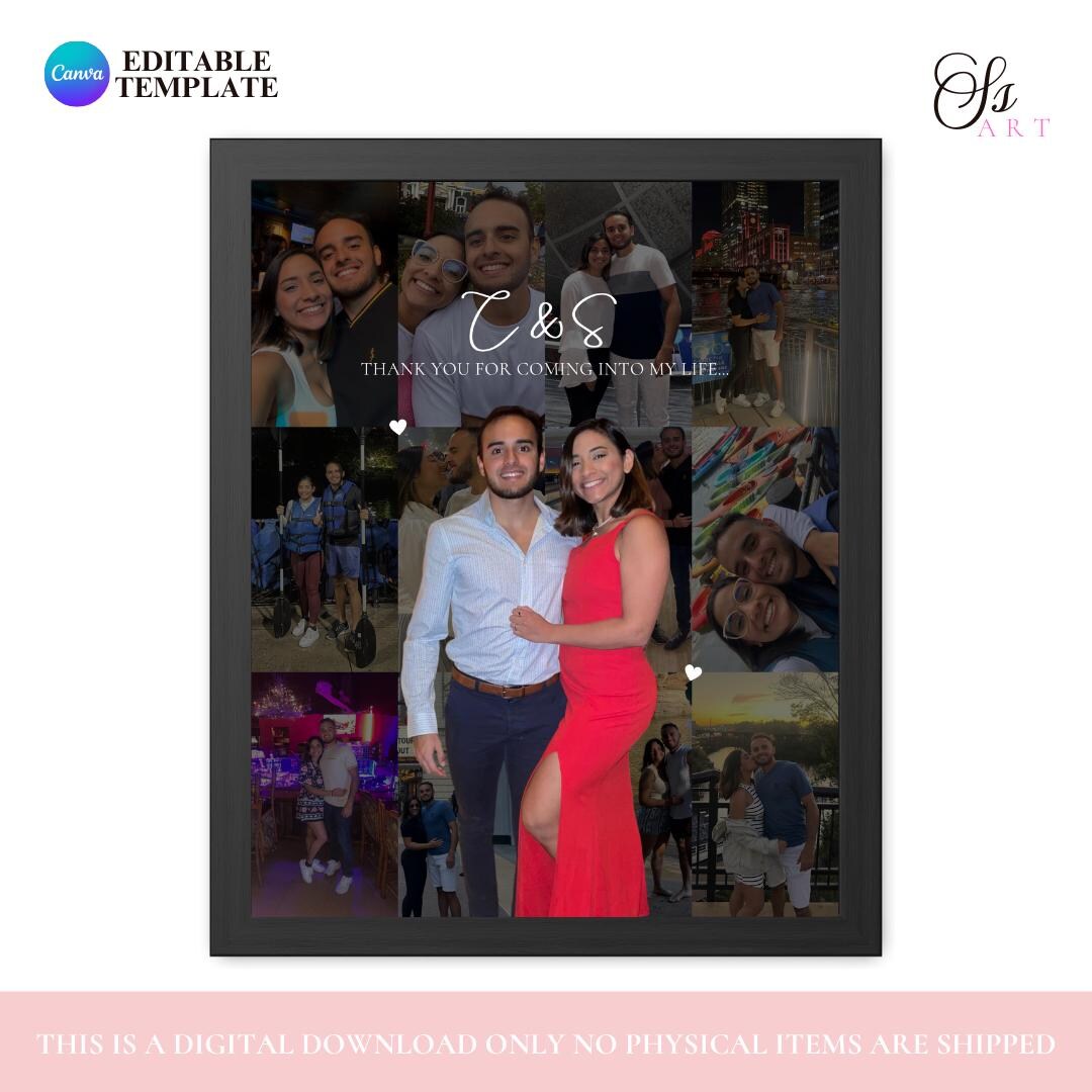 Couple Photo Collage Template, Romantic Keepsake Gift (canva Editable ...