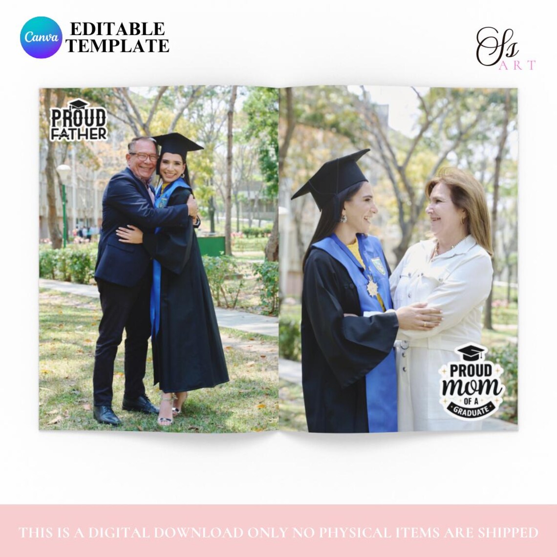 Editable Graduation Photo Album Template Canva Design With Vision Board ...