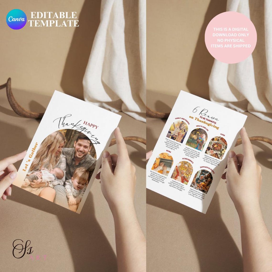 Thanksgiving Photo Collage Card: Editable Canva Template (digital ...