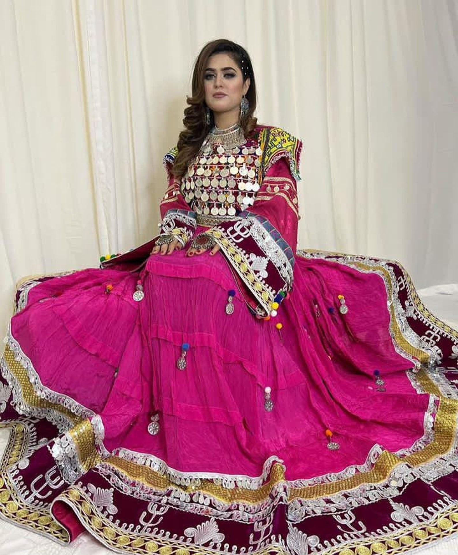 Afghan Charma Traditional Kuchi Dress Embroidery With Beads, Coins ...