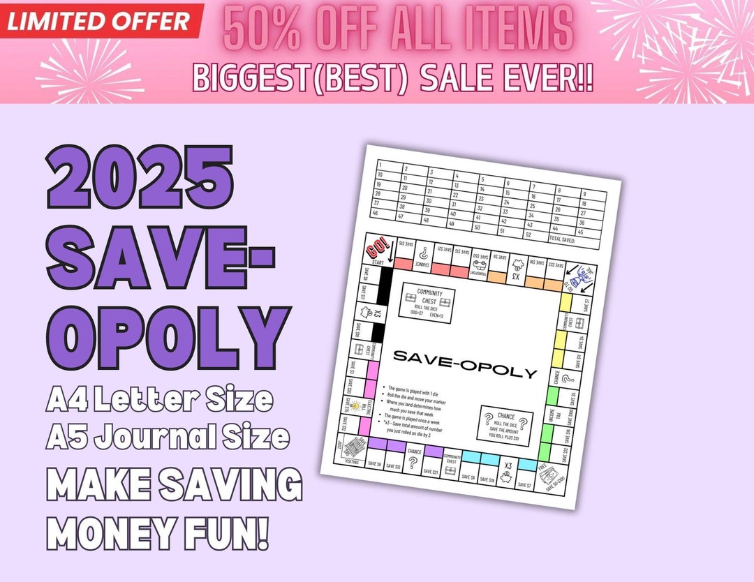 2025 SAVE MONEY GAME, Planner Printable, Digital Journal Pages, A5, A4 ...