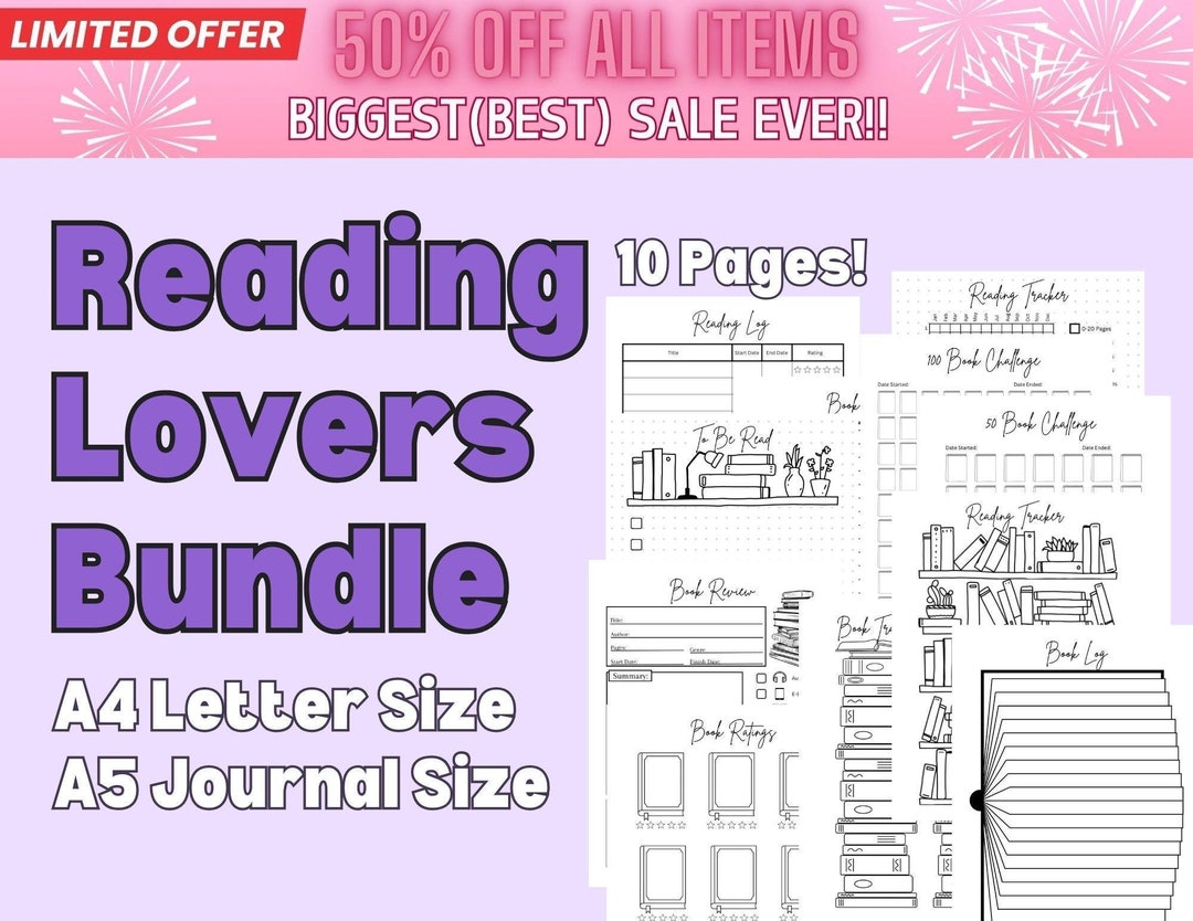 Reading Tracker BUNDLE Value Pack, Planner Printable, Digital Journal ...