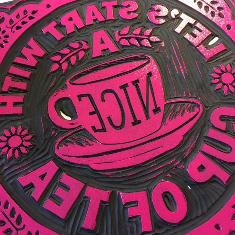 Cup of Tea Linocut Print: Cottage Kitchen Art - Etsy UK