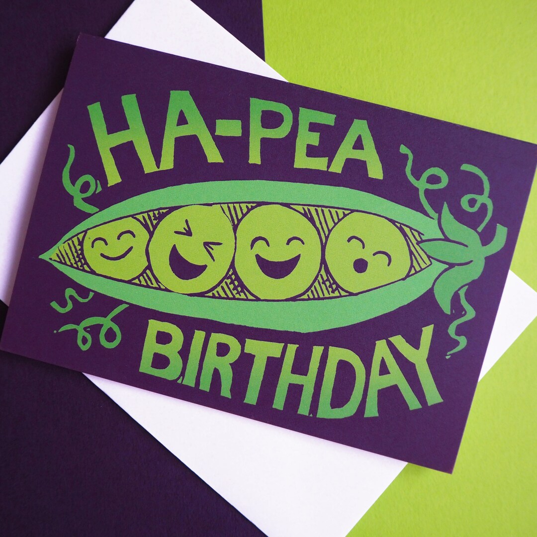 Funny Happy Pea Birthday Card, Pun Birthday Card, Cute Birthday Card A6 ...
