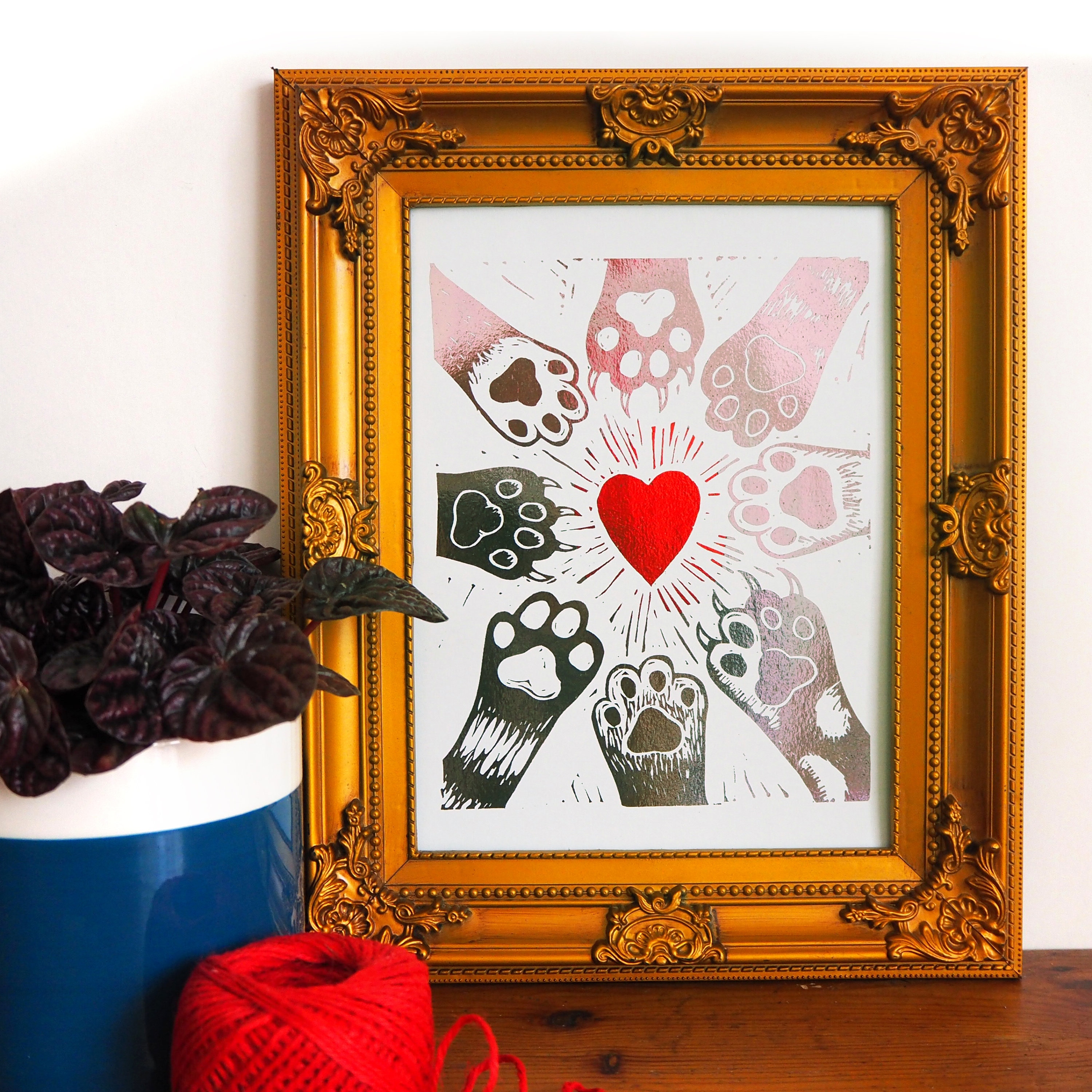 Cat Paws Foil Print, Cat Wall Art, Foil Art, Cat Lover Gift, Pet Gift ...